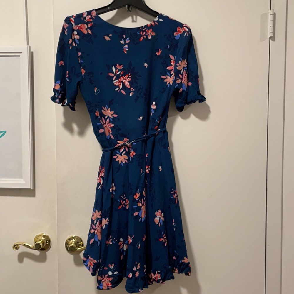 Lulu’s Teal Blue Floral Wrap Dress - Gem